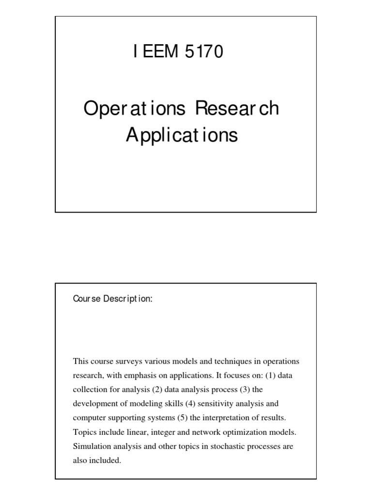Operations Research Applications Overview | PDF | Operations Research ...