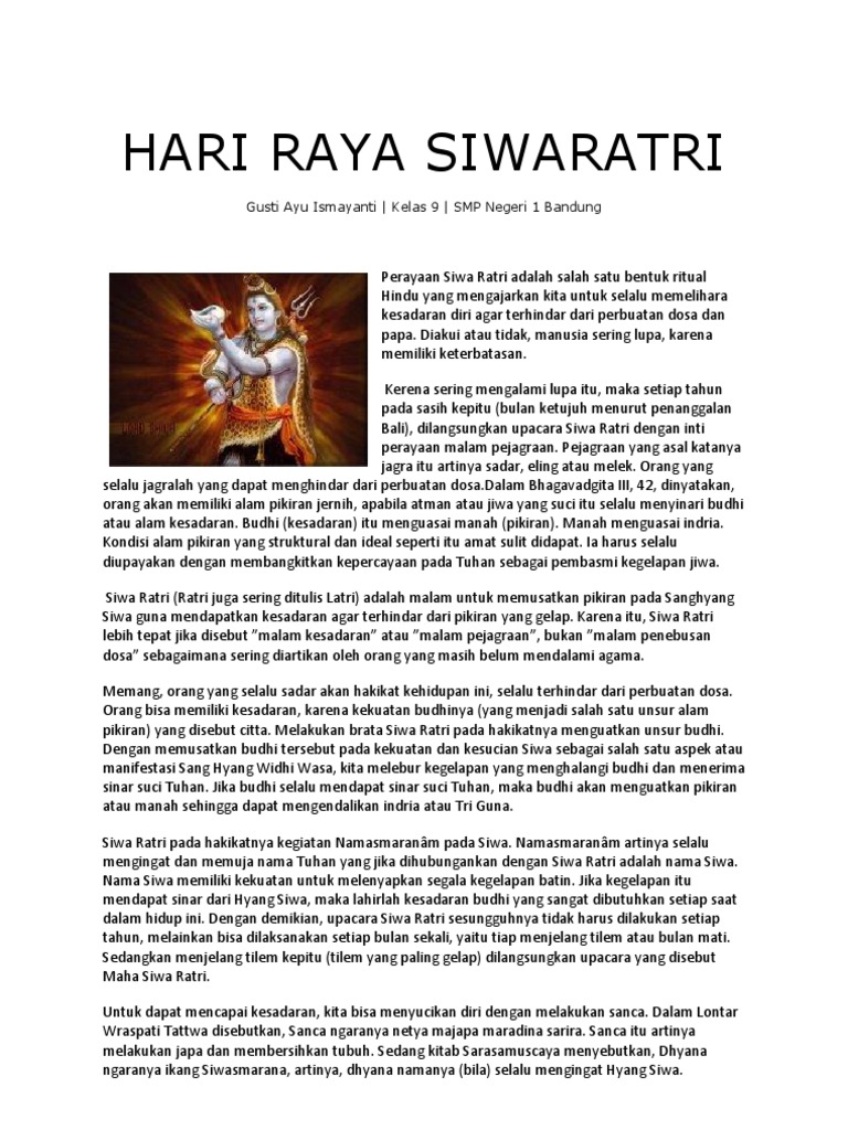 Hari Raya Siwaratri | PDF