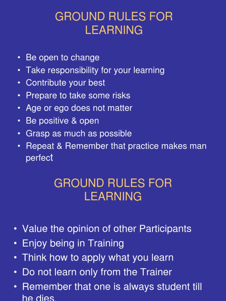 Ground Rules For Learning | PDF | Body Language | Nonverbal Communication
