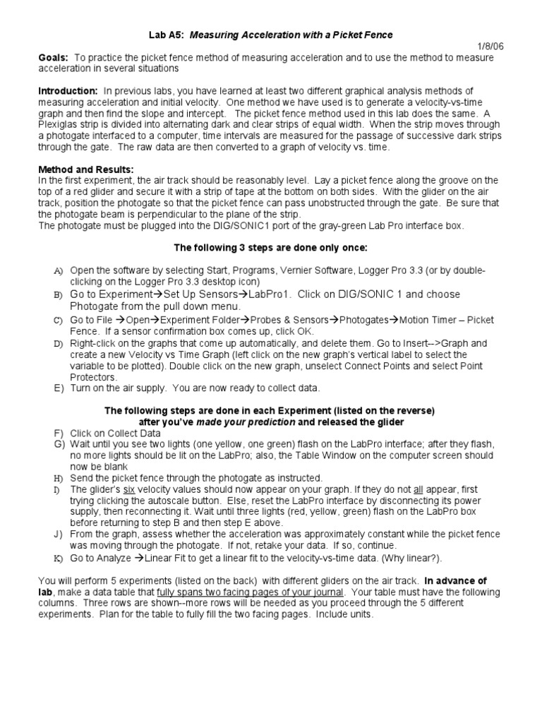 Picket Fence and Photo Gate | PDF | Correlation And Dependence | Experiment
