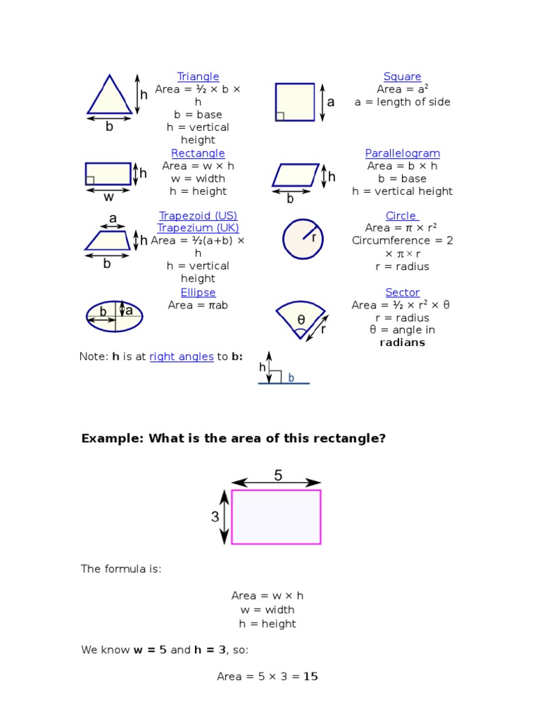 Area Formulas for Shapes Explained | PDF