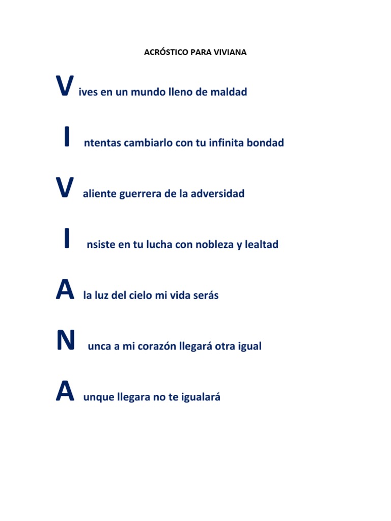 Acróstico de Vida para Viviana | PDF