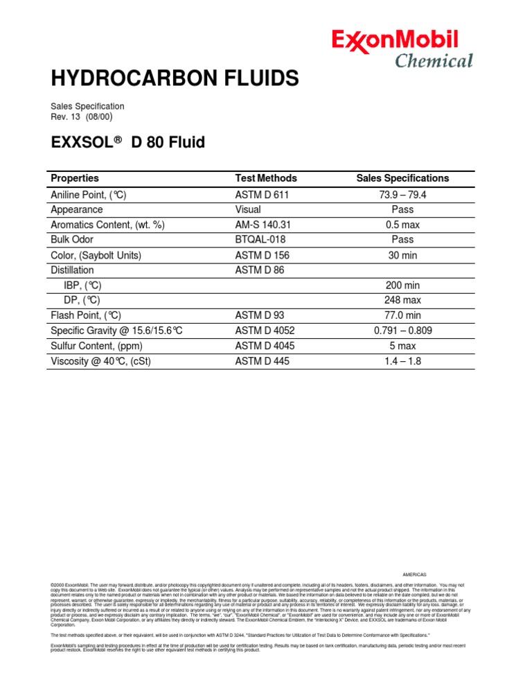 Exxsol d80 - Exxon Mobil - Brenntag La | PDF | Exxon Mobil ...