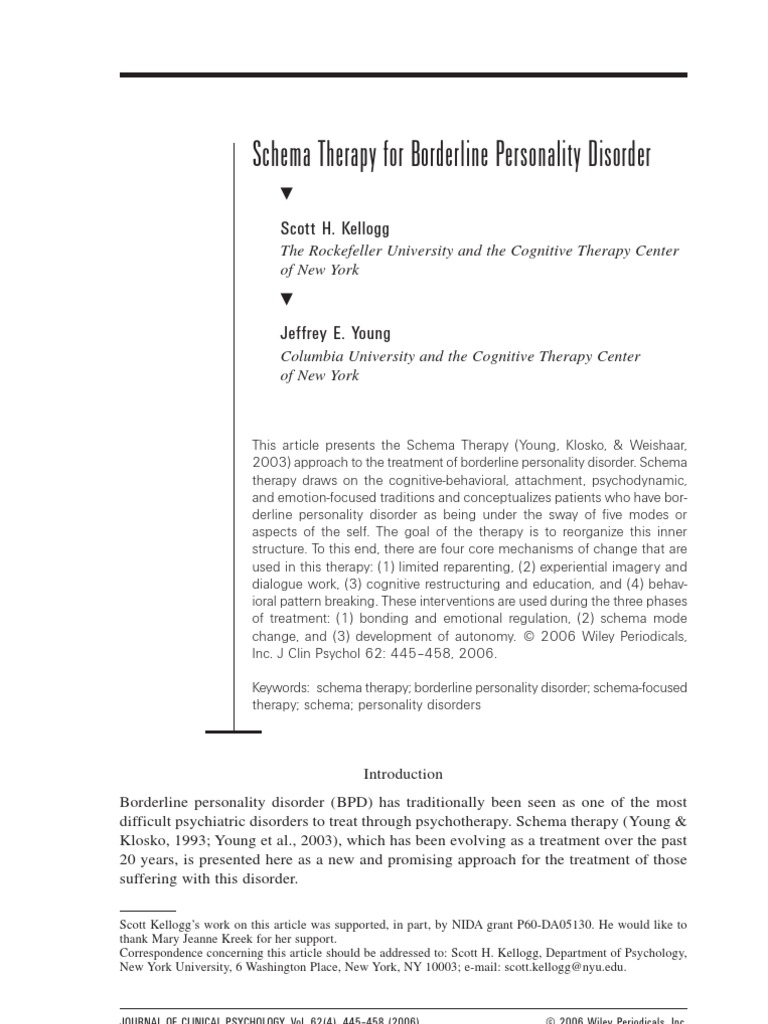 Schema Therapy | PDF | Borderline Personality Disorder | Psychotherapy