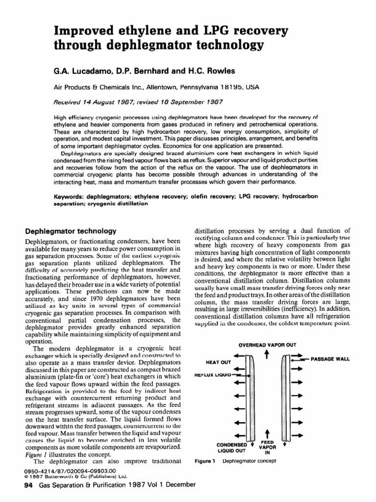 Ethylene Recovery Through Dephlegmator Technology | PDF | Distillation ...