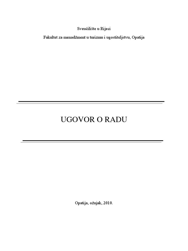 Ugovor o Radu | PDF