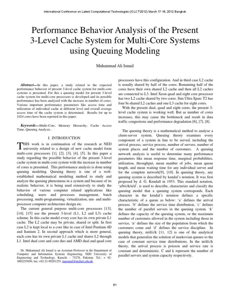 Performance Behavior Analysis of The Present 3-Level Cache System For Multi-Core Systems Using ...