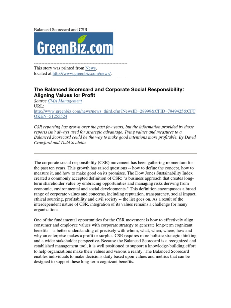 CSR - Balanced - Scorecard - and - CSR PDF | PDF | Corporate Social ...