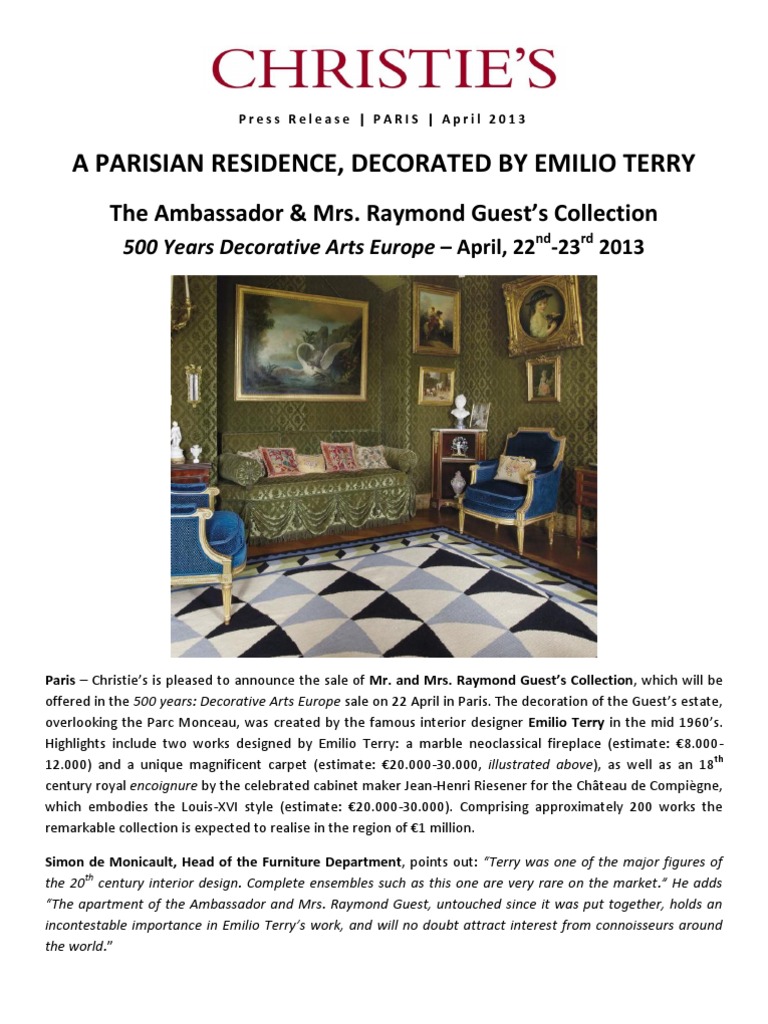A Parisian Residence, Decorated by Emilio Terry | PDF | Christie's ...