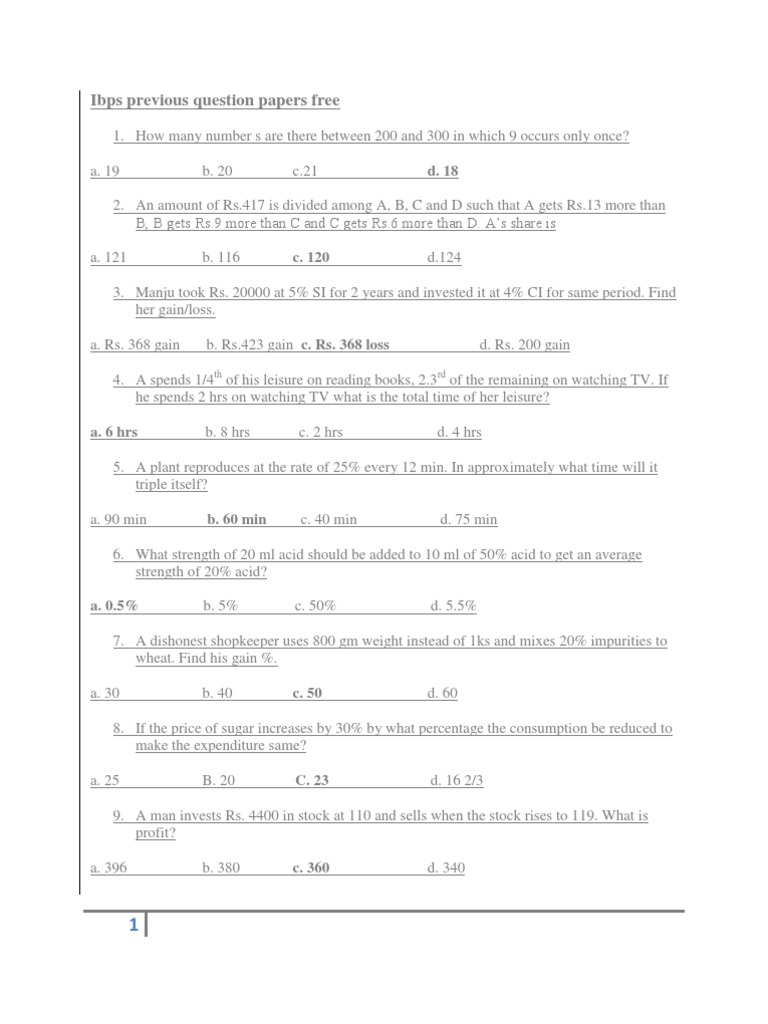 IBPS Question Paper | PDF | Pet | Thomas Edison