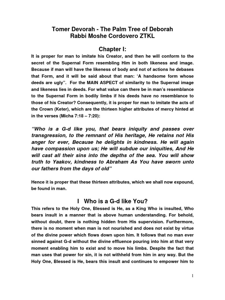 Rabbi Moshe Cordovero - Tomer Devorah, The Palm Tree of Deborah | PDF ... Rabbi Moshe Cordovero - Tomer Devorah, The Palm Tree of Deborah | PDF ...