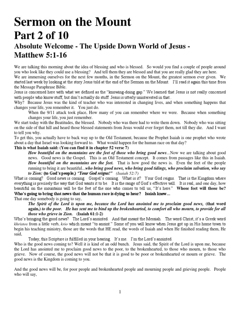 Sermon on the Mount - Part 2 | The Gospel | Sermon On The Mount