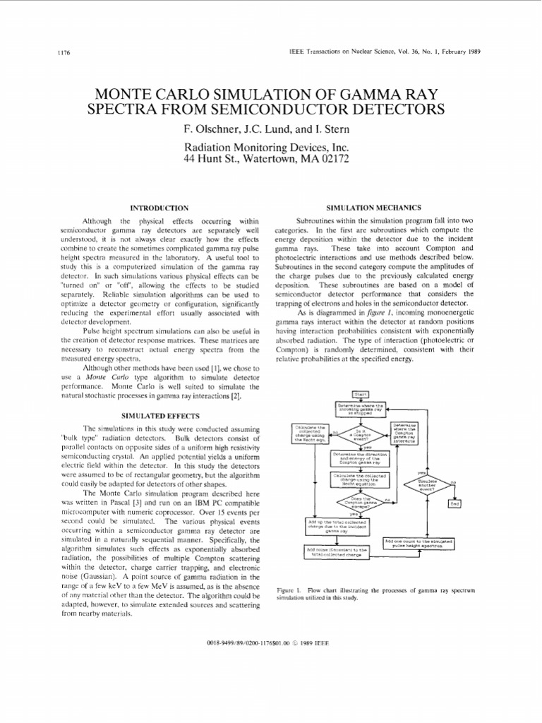 Monte Carlo Simulation of Gamma RAY Spectra From Semiconductor Detectors | PDF | Gamma Ray ...