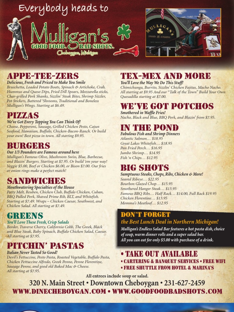 Mulligans Menu Portfolio | PDF | Sausage | Salad