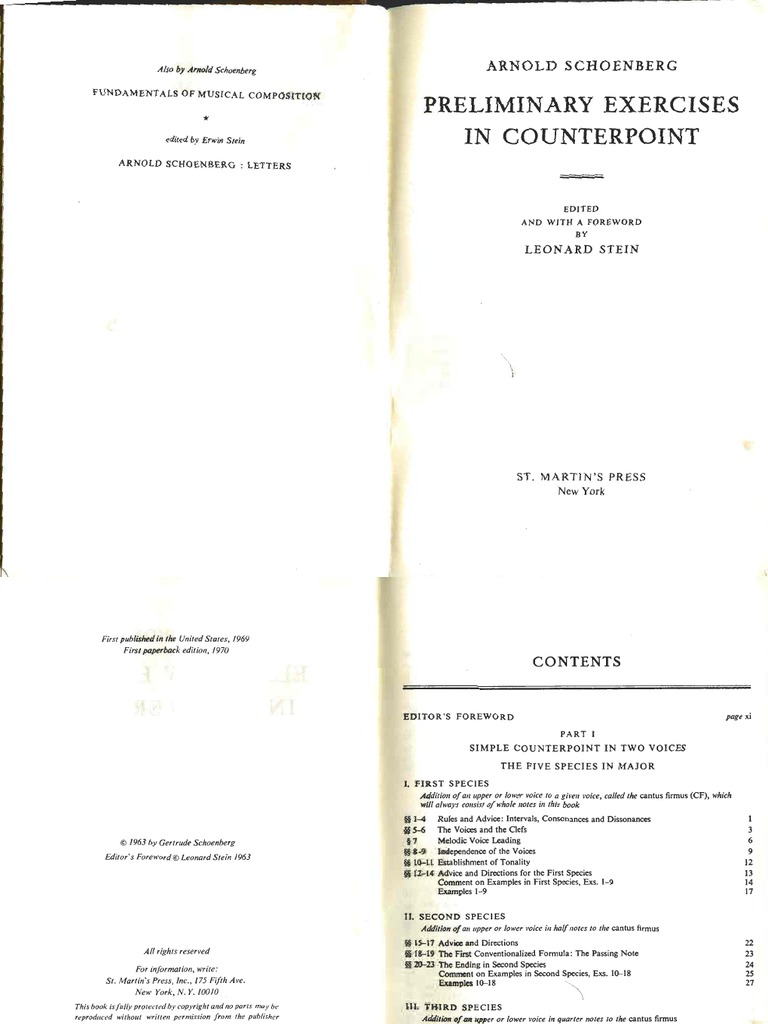 Schoenberg Arnold - Preliminary Exersises in Counterpoint | PDF
