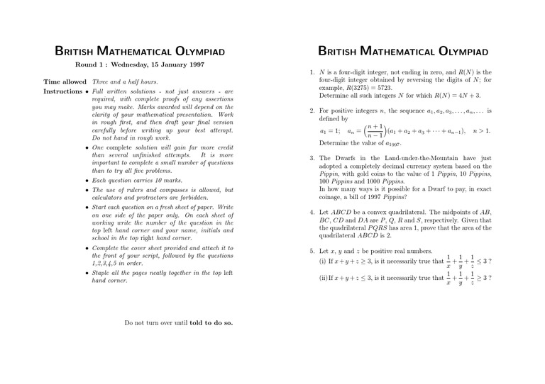 British Mathematical Olympiad 9 | PDF