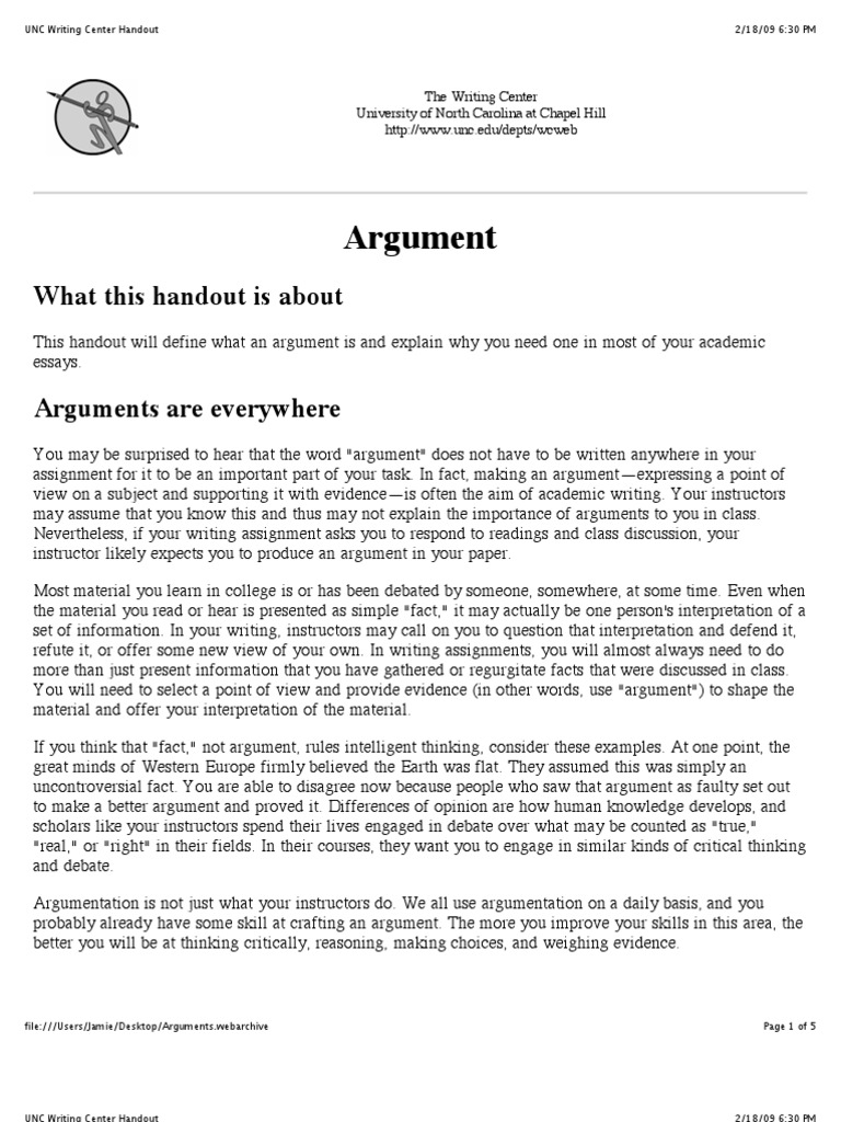 Argument: What This Handout Is About | PDF | Argument | Reason