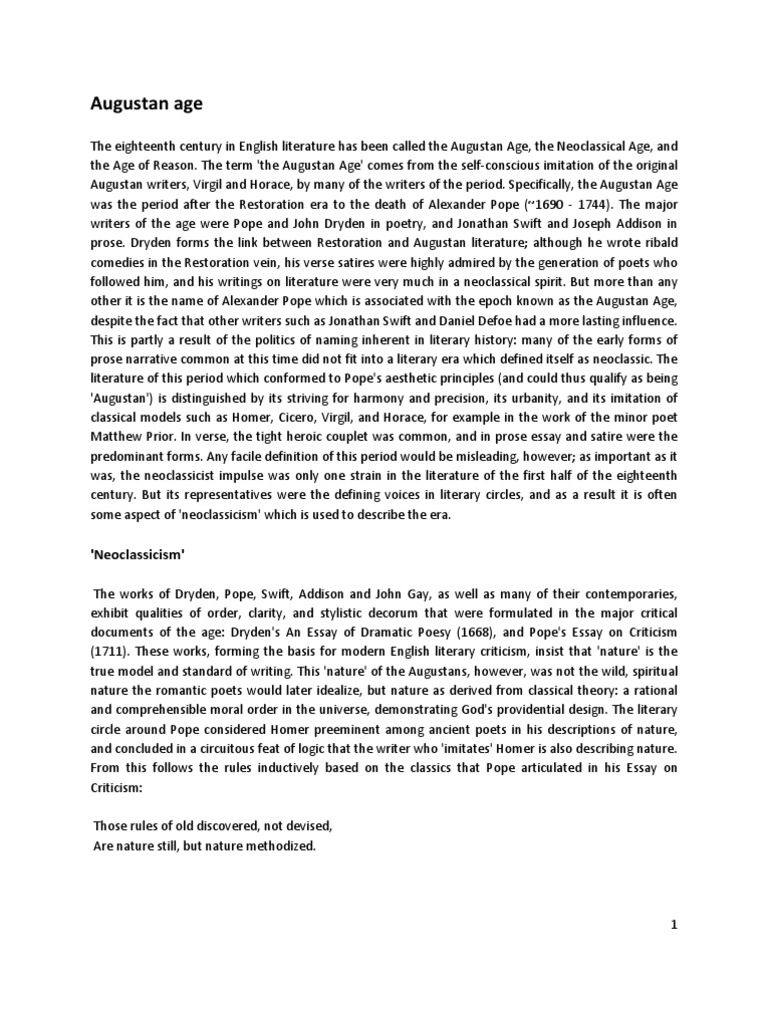 Augustan Age | Download Free PDF | Alexander Pope | Novels