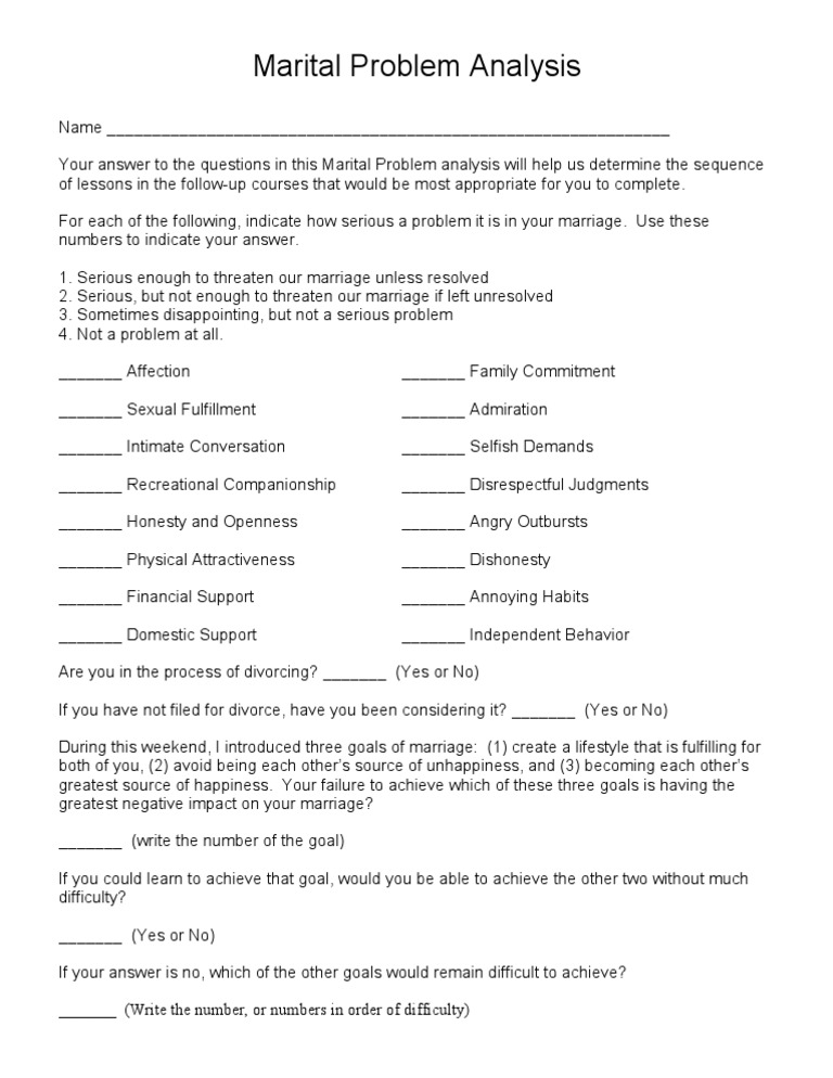 Marital Problem Analysis-Willard F Harley | PDF