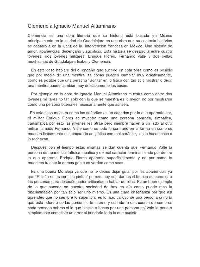 Clemencia Ignacio Manuel Altamirano | PDF
