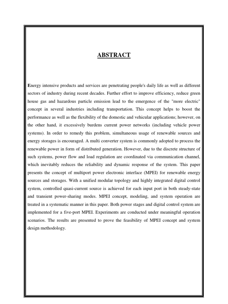 Multi-Port Power Electronic Interface for Renewable Energy Sources and ...