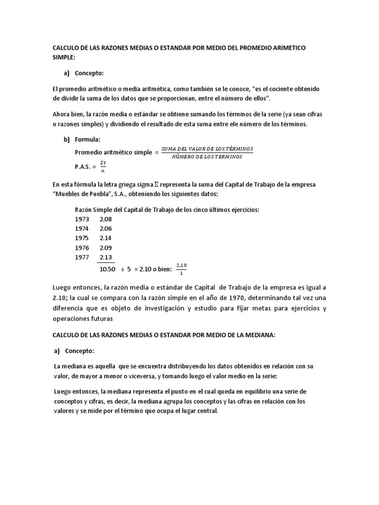 Procedimientos de Razones Estandar | PDF | Mediana | Raíz cuadrada