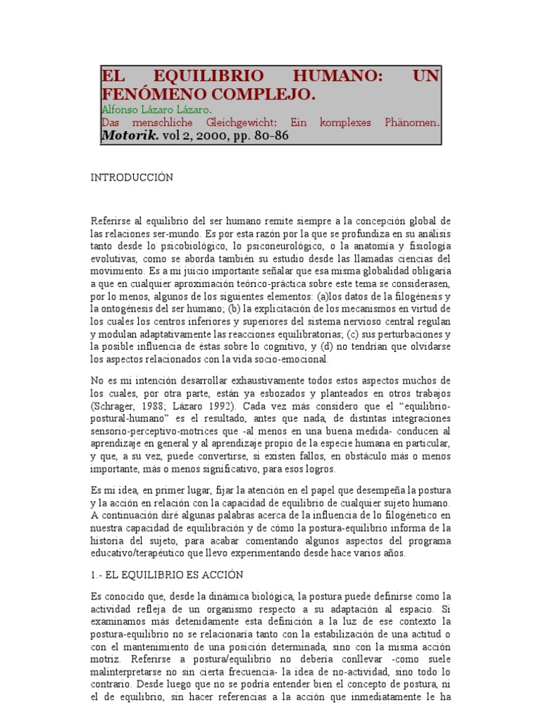 El Equilibrio Humano | PDF | Gravedad | Homo Sapiens