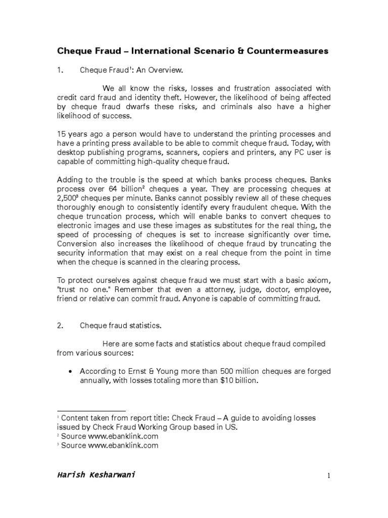 Cheque Fraud Trends And Solutions Pdf Cheque Fraud