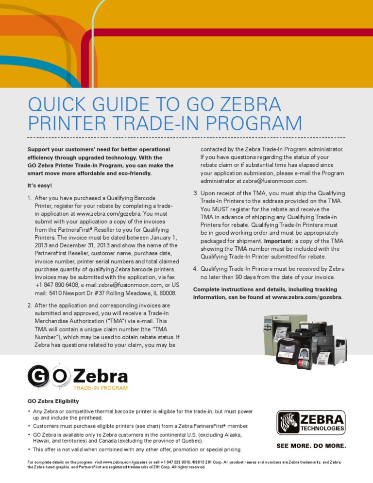 GO Zebra Quick Guide | PDF | Rebate (Marketing) | Printer (Computing)