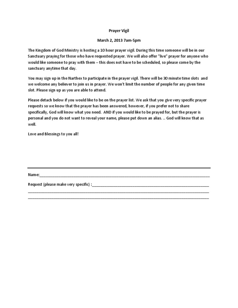 10-Hour Prayer Vigil at Kingdom Ministry | PDF