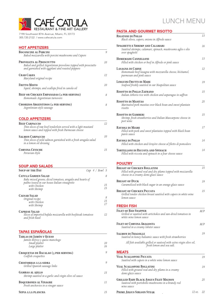Café Catula Lunch Menu | PDF | Salad | Foods