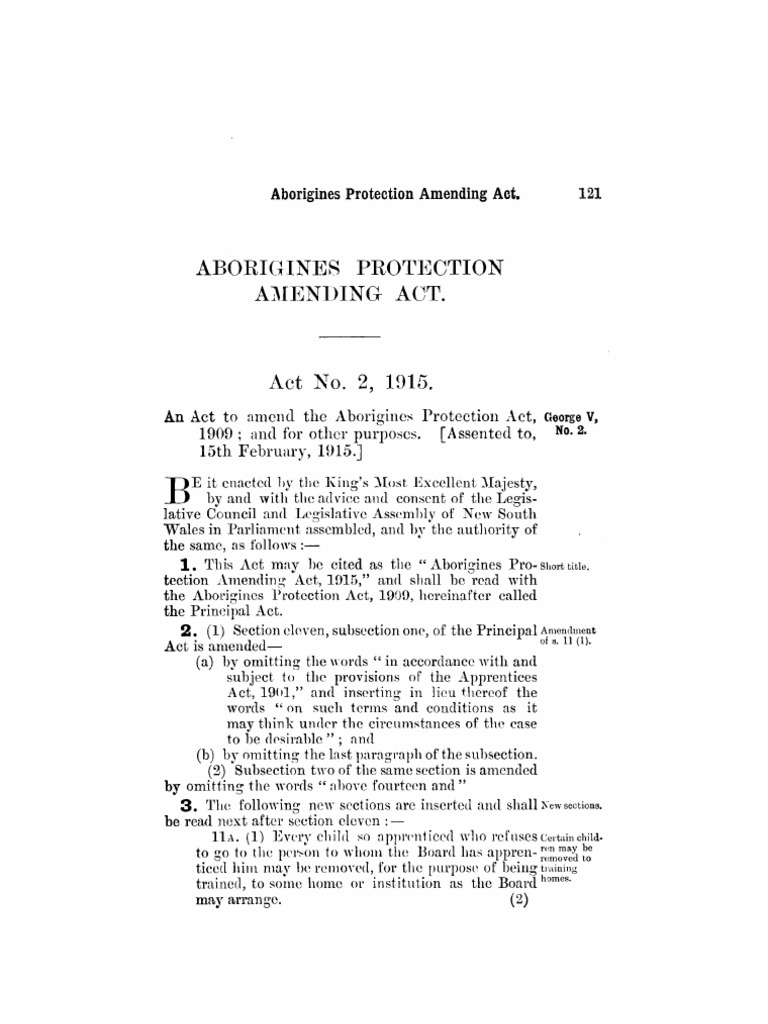 Aborigines Protection Amending Act.: 1 - This Act May Be Cited As The ...