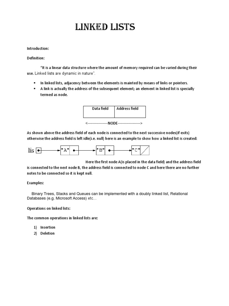 Linked Lists Are Dynamic In Nature Pdf Queue Abstract Data Type Pointer Computer