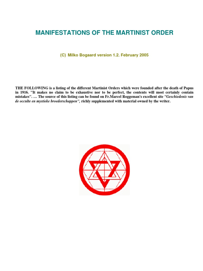 Bogaard M. Manifestations of The Martinist Order PDF | PDF ...