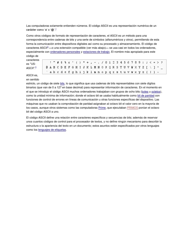 Código ASCII: Fundamentos y Uso | PDF | Ascii | Poco