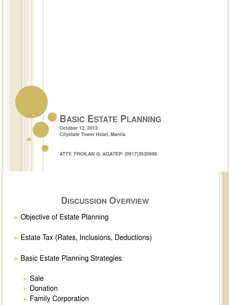 Basic Estate Planning | PDF | Estate Planning | Estate Tax In The ...