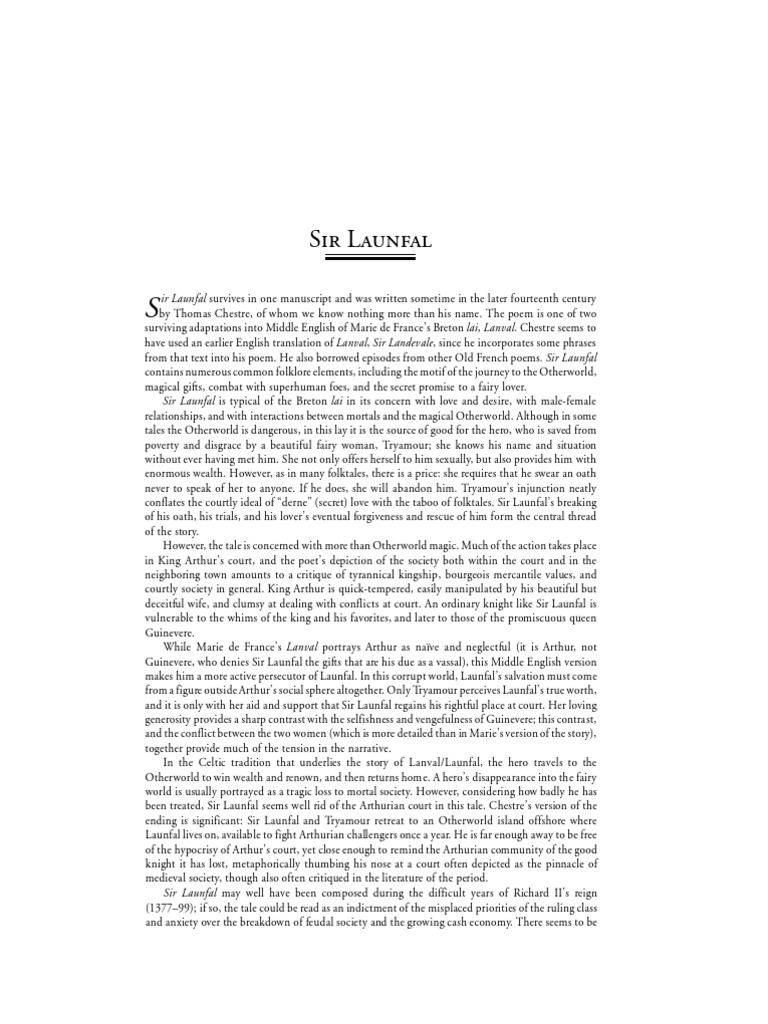 Sir Launfal - Thomas Chestre | Download Free PDF | King Arthur ...