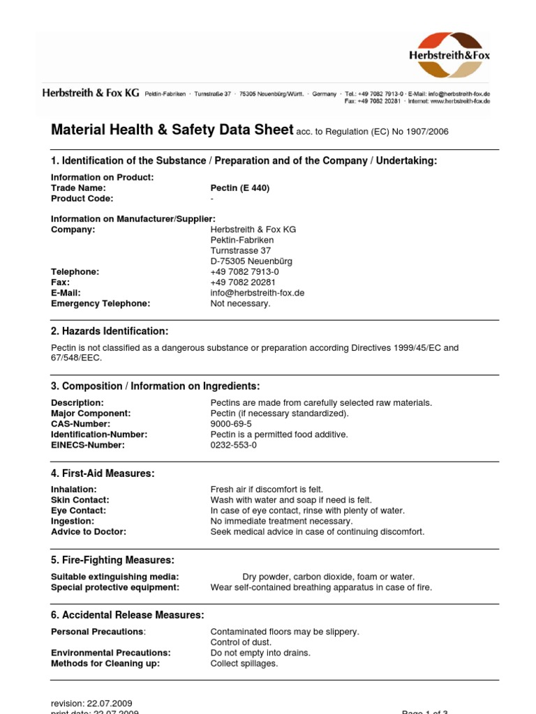 Material Health and Safety Data Sheet | PDF