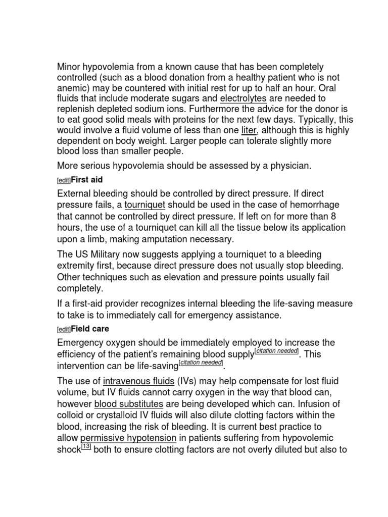 Pathophysiology of Hypovolemic Shock | PDF | Shock (Circulatory) | Bleeding