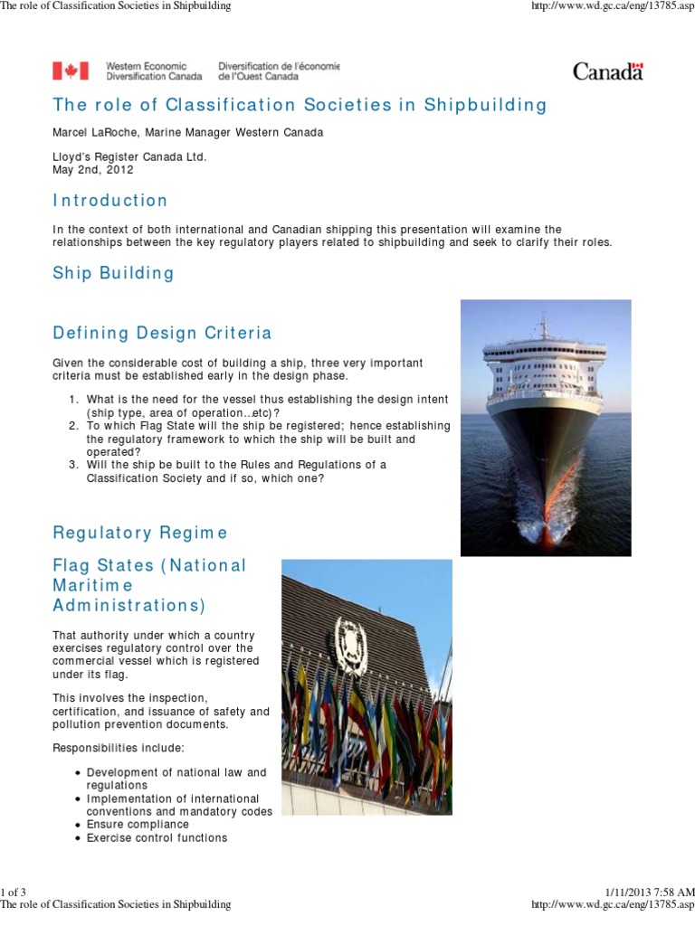 The Role of Classification Societies in Shipbuilding | PDF | Industries ...