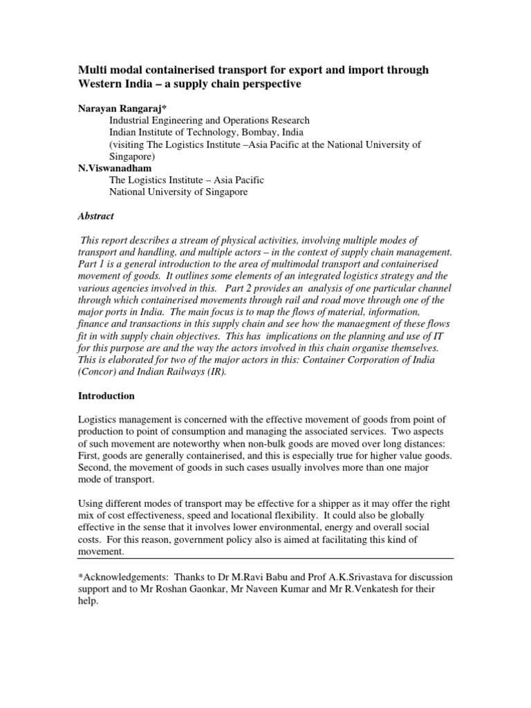 Container Ization Pdf Containerization Supply Chain Management