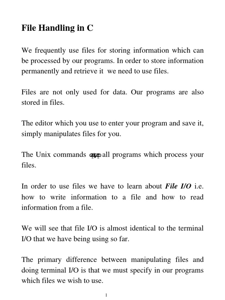 File Handling in C: Cat, CP, C M P | PDF | Parameter (Computer ...