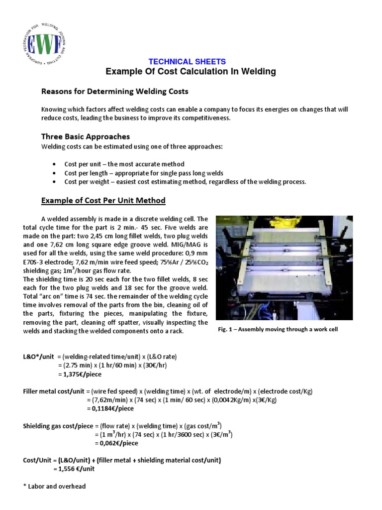 Example of Cost Calculation in Welding | Download Free PDF | Welding ...