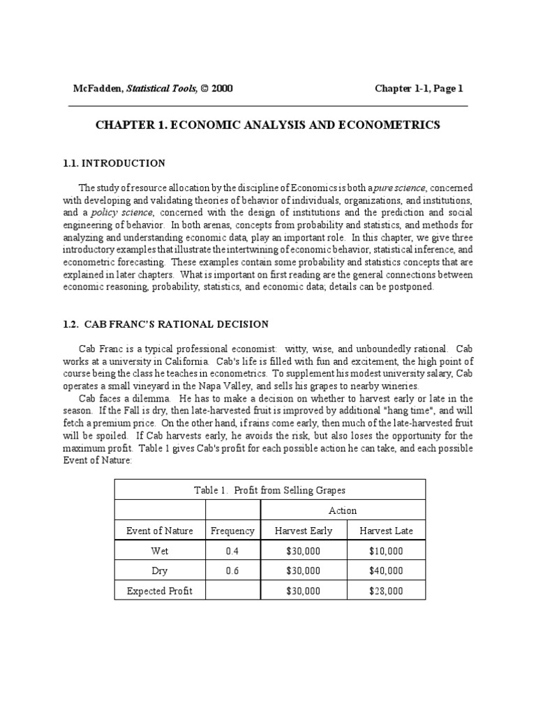 Chapter 1. Economic Analysis and Econometrics | PDF | Econometrics | Arbitrage