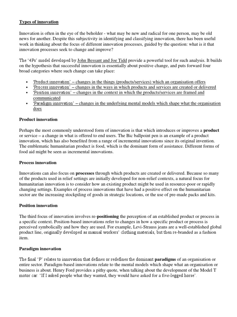 Types of Innovation | PDF | Innovation | Attention