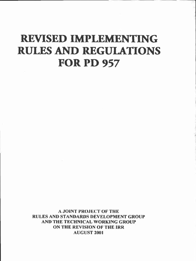 PD 957 Irr PDF | PDF | Water Supply | Sanitation