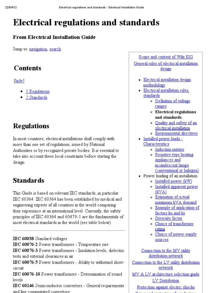 Electrical Installation Standards Guide | PDF | Electrical Wiring ...