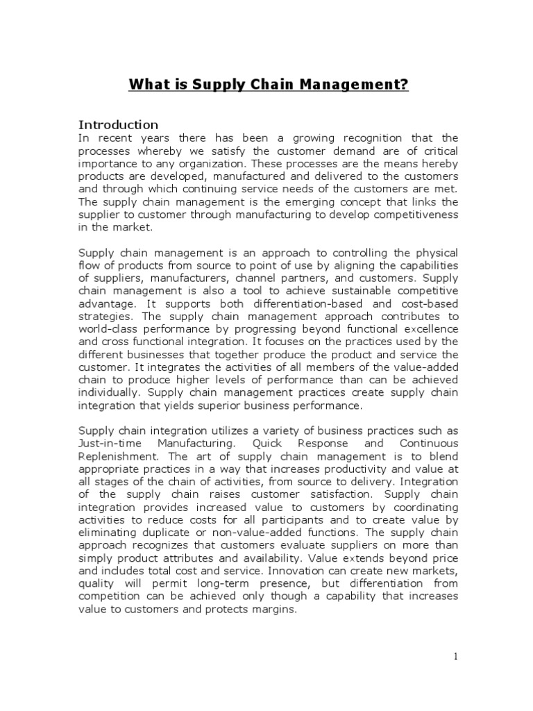 Introduction To SCM | PDF | Supply Chain Management | Supply Chain