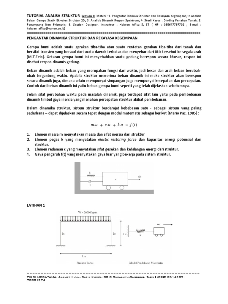 TUTORIAL SAP 2000 Beban Gempa Statik Ekivalen 2D Respon Spektrum ...