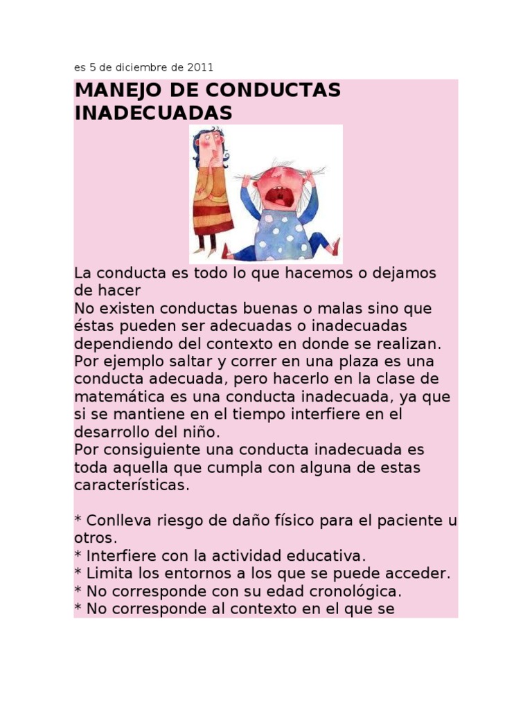 conductas inadecuadas | Comportamiento | Dolor
